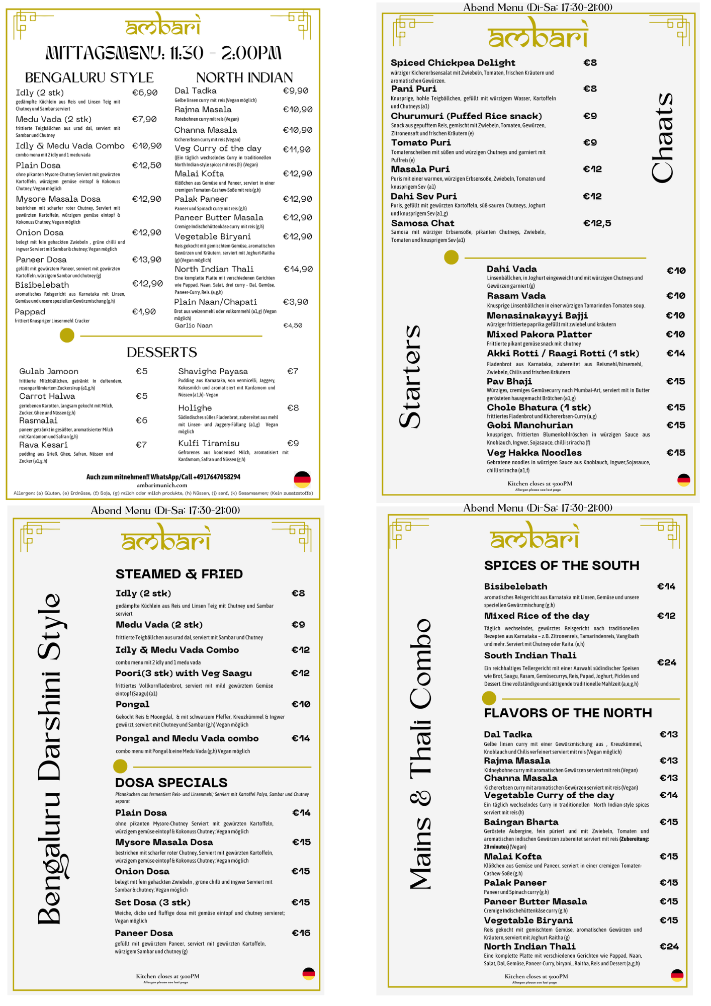 Ambari Restaurant Menu