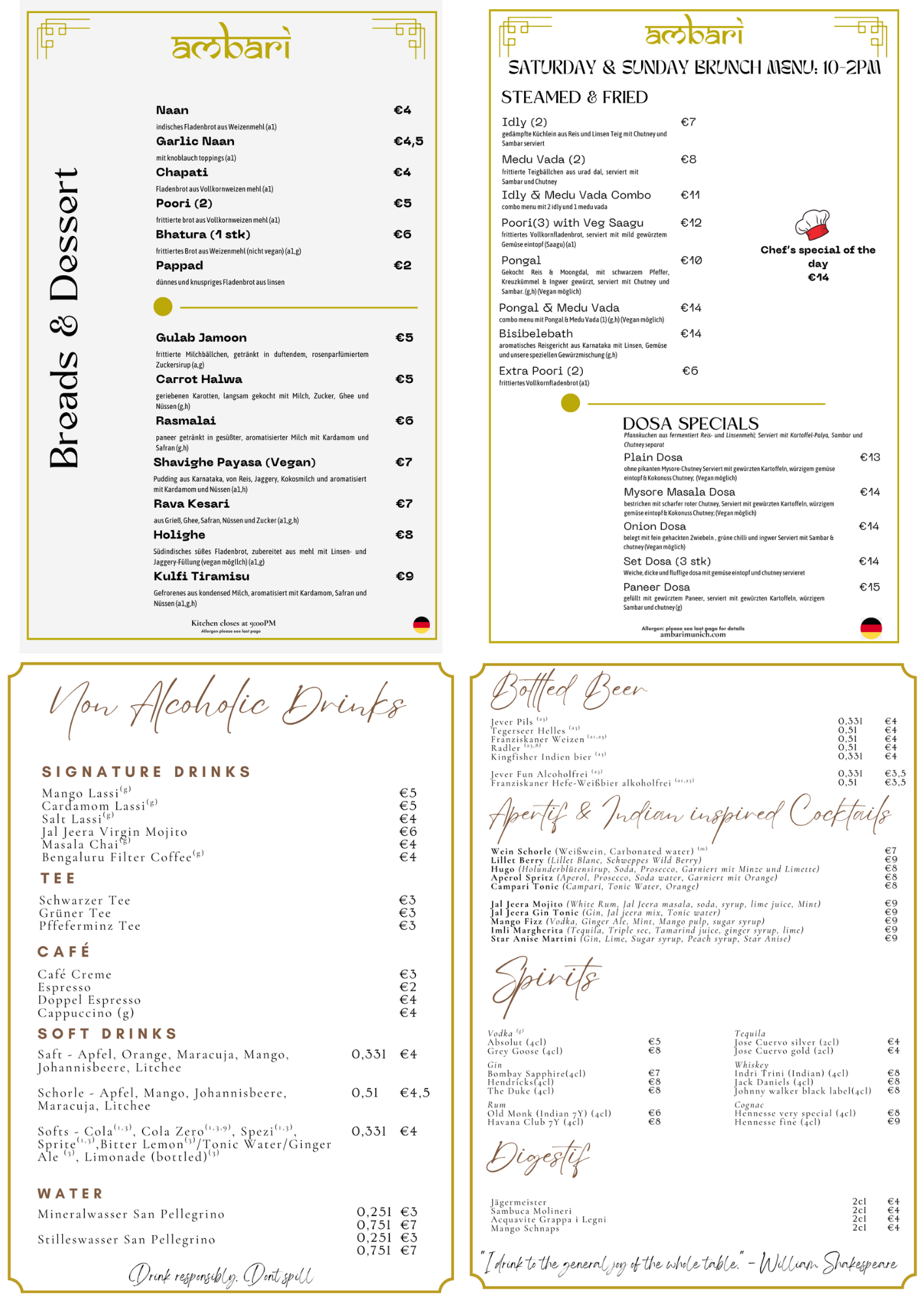 Ambari Restaurant Menu
